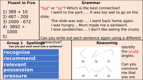 'Soft start' / Morning Work slides Year 5 for the spring term ...