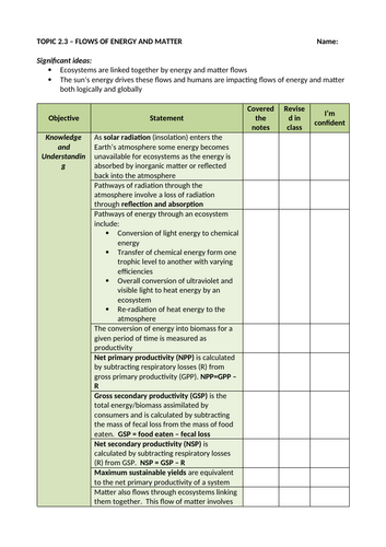 IB ESS Unit 2 Ecosystems 2 - Full unit, study guides and student ...