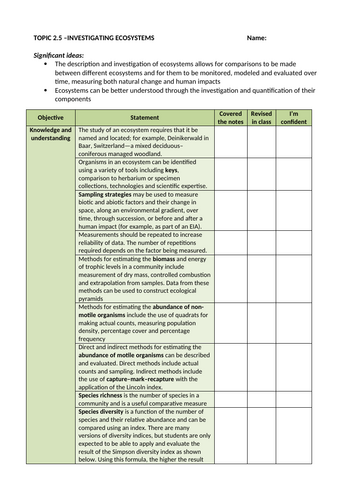 IB ESS Unit 2 Ecosystems 2 - Full unit, study guides and student ...