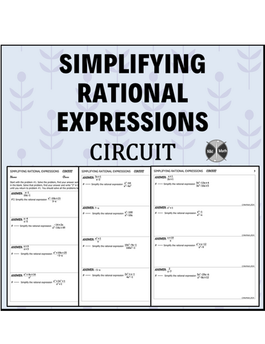 Simplifying Rational Expressions - Circuit (12 problems) | Teaching ...