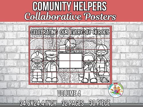 Community Helpers Collaborative Poster Art Coloring Pages-Volume 4 ...