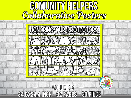 Community Helpers Collaborative Poster Art Coloring Pages-Volume 5 ...