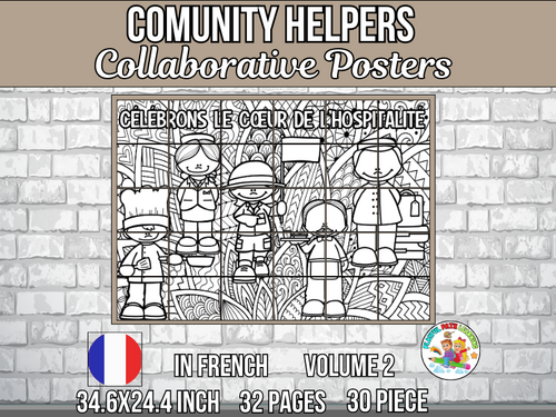 French Community Helpers Collaborative Poster Art Coloring Pages-Volume ...