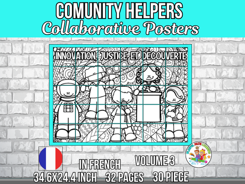 French Community Helpers Collaborative Poster Art Coloring Pages-Volume ...