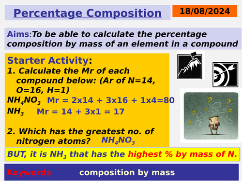 Percentage composition calculations ppt KS4 | Teaching Resources