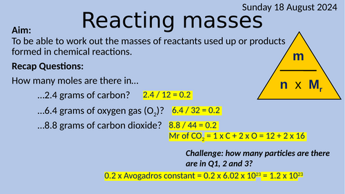 Reacting mass calculations ppt KS4 | Teaching Resources