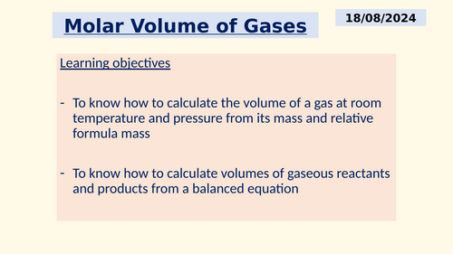 Molar gas volumes KS4 ppt | Teaching Resources