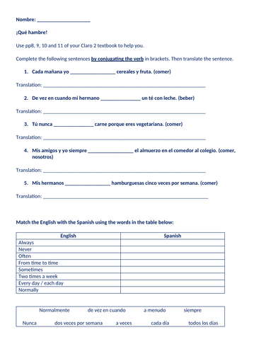 Spanish Claro 2 Pack of Resources (Unit 1,2,3 and 4) | Teaching Resources