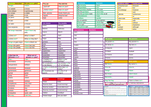 Knowledge Organiser Year7 Module 1 Mi Vida EDITABLE | Teaching Resources