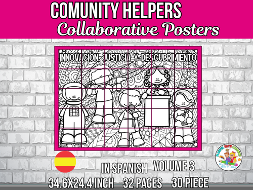 Spanish Community Helpers Collaborative Poster Art Coloring Pages ...