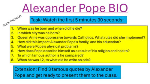 An Essay on Man, Epistle 2, by Alexander Pope - Full Lesson Activities ...