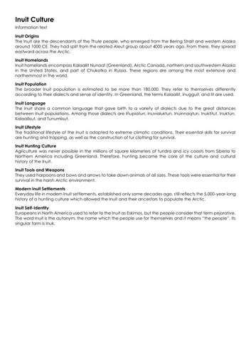 Inuit Culture | Teaching Resources