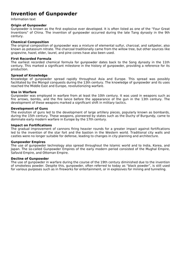 Invention of Gunpowder | Teaching Resources