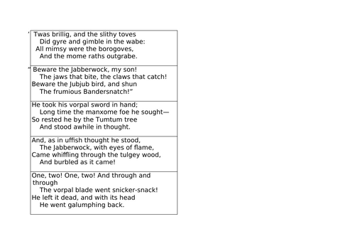 The Jabberwocky- Guided Reading scheme of work with resources ...
