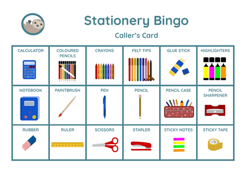 ESL Stationery Bingo | Teaching Resources