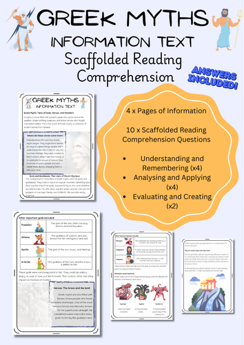 Greek Myths Information Text Scaffolded EnglishReading Questions - KS2 ...