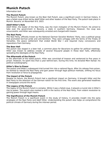 Munich Putsch | Teaching Resources