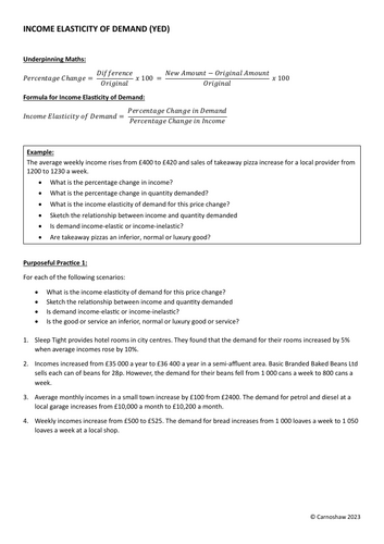 Income Elasticity of Demand (YED) | Teaching Resources
