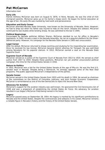 Pat McCarran | Teaching Resources