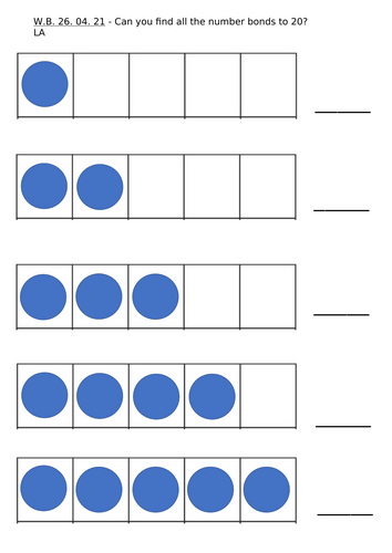 Year 1 - Number Bonds to 20 Worksheets (Differentiated) | Teaching ...
