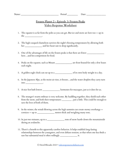 Frozen Planet 2 - Episode 3 - Frozen Peaks | Teaching Resources