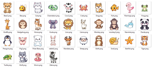 34 Animal Primary Labels - Name Stickers for Kids, Cute Animal Images ...