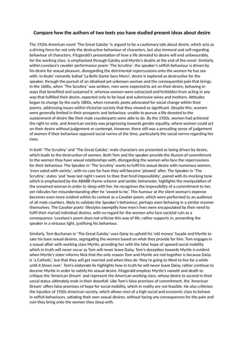 The Great Gatsby and Love Poetry Anthology essays for AQA A level ...