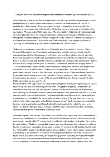 The Great Gatsby and Love Poetry Anthology essays for AQA A level ...