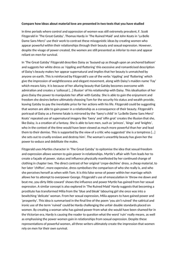 The Great Gatsby and Love Poetry Anthology essays for AQA A level ...