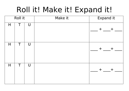 Roll It, Make It, Expand It Place Value Game | Teaching Resources
