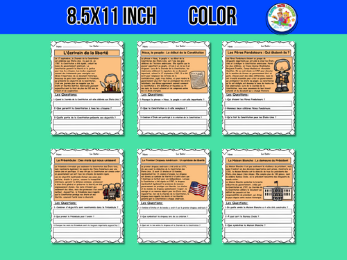 U.S. Constitution Day Reading Comprehension Passages and Questions in ...
