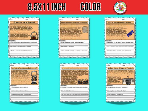 U.S. Constitution Day Reading Comprehension Passages and Questions in ...