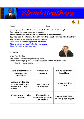 Blood Brothers Worksheets (Functional Skills L1) | Teaching Resources