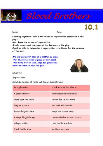 Blood Brothers Worksheets (Functional Skills L1) | Teaching Resources