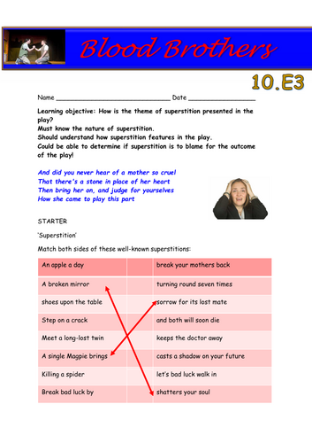 Blood Brothers Worksheets (Functional Skills E3) | Teaching Resources