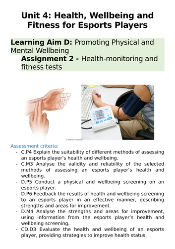 Health, Wellbeing and Fitness for Esports | Teaching Resources