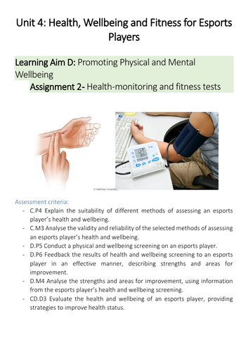 Health, Wellbeing and Fitness for Esports | Teaching Resources