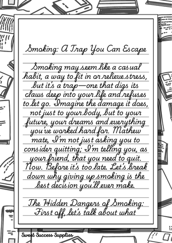 GCSE/IGCSE English Language "Smoking: A Trap You Can Escape" Persuasive ...