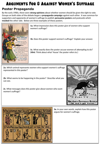 Votes for Women - Female Suffrage - Arguments for & against 1900s ...