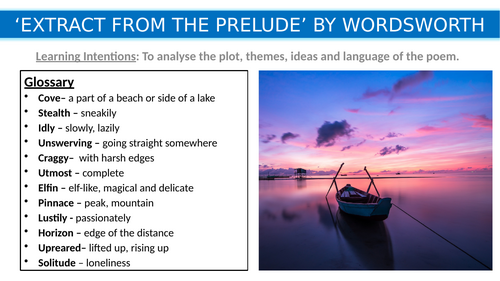 Extract from the Prelude by Wordsworth - 3 GCSE Lessons | Teaching ...
