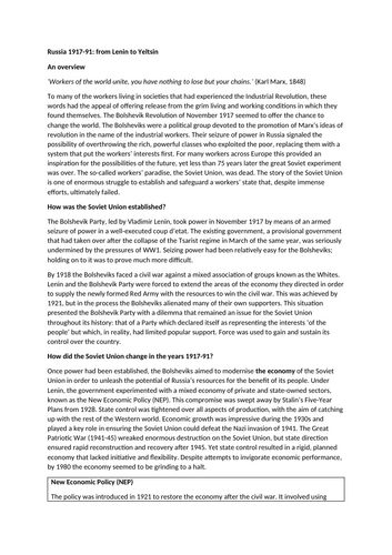 Lenin’s Government L1 – 1917-1924 – Russia Lenin to Yeltsin - IAS ...