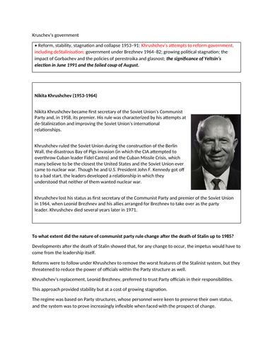 Khrushchev’s Government – 1953-1964 – Russia Lenin to Yeltsin - IAS ...