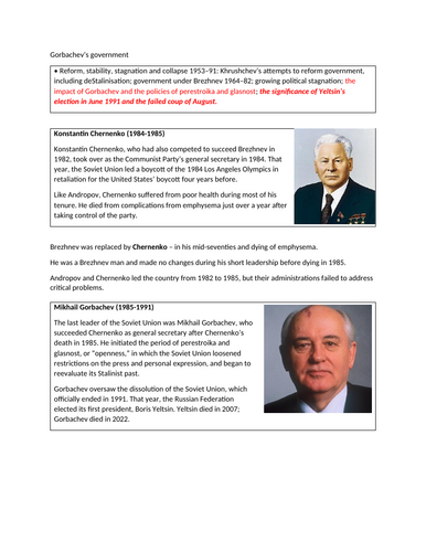 Gorbachev’s Government – 1985-1991 – Russia Lenin to Yeltsin - IAS ...