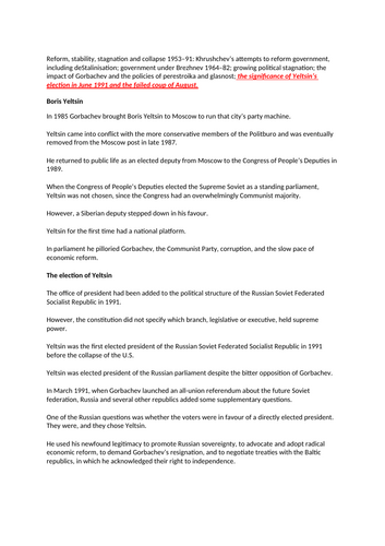 Yeltsin & the end of the Soviet Union – 1991 – Russia Lenin to Yeltsin ...