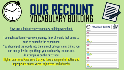 Recount of a Journey - Lesson 2 - Vocabulary Building! | Teaching Resources