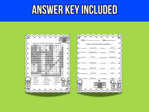 U.S. Constitution Day Word Search and Word Scramble Puzzles in Spanish ...