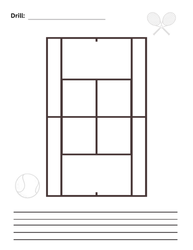 Tennis Court Blank Drill sheets for Tennis Coach or player 11x8.5 | 5 ...