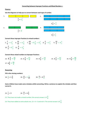 Converting between Improper Fractions & Mixed Numbers | Teaching Resources