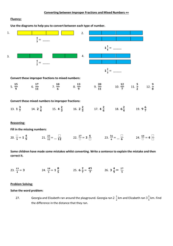 Converting between Improper Fractions & Mixed Numbers | Teaching Resources