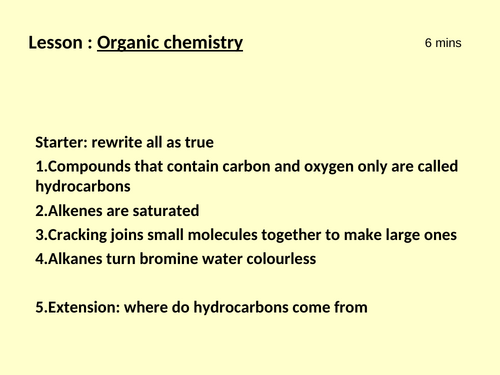 GCSE Organic chemistry assessment Powerpoint | Teaching Resources